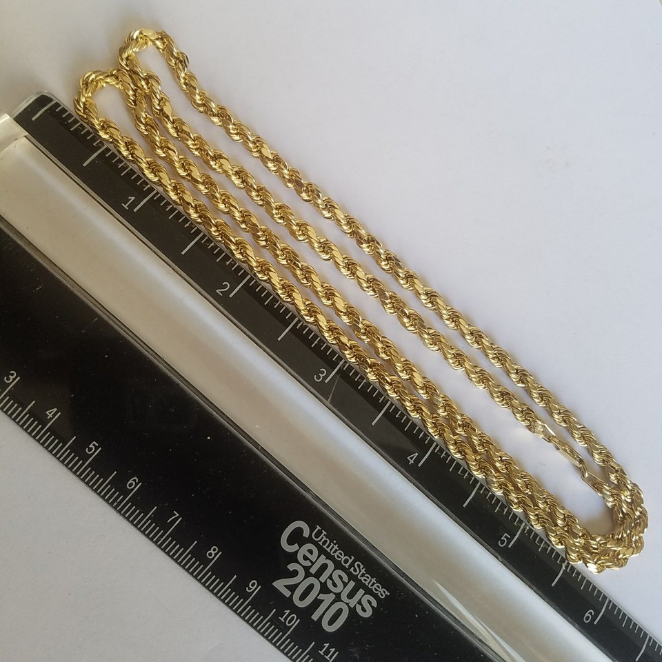 14k yellow gold rope chain 24 inches long 4 mm | eBay