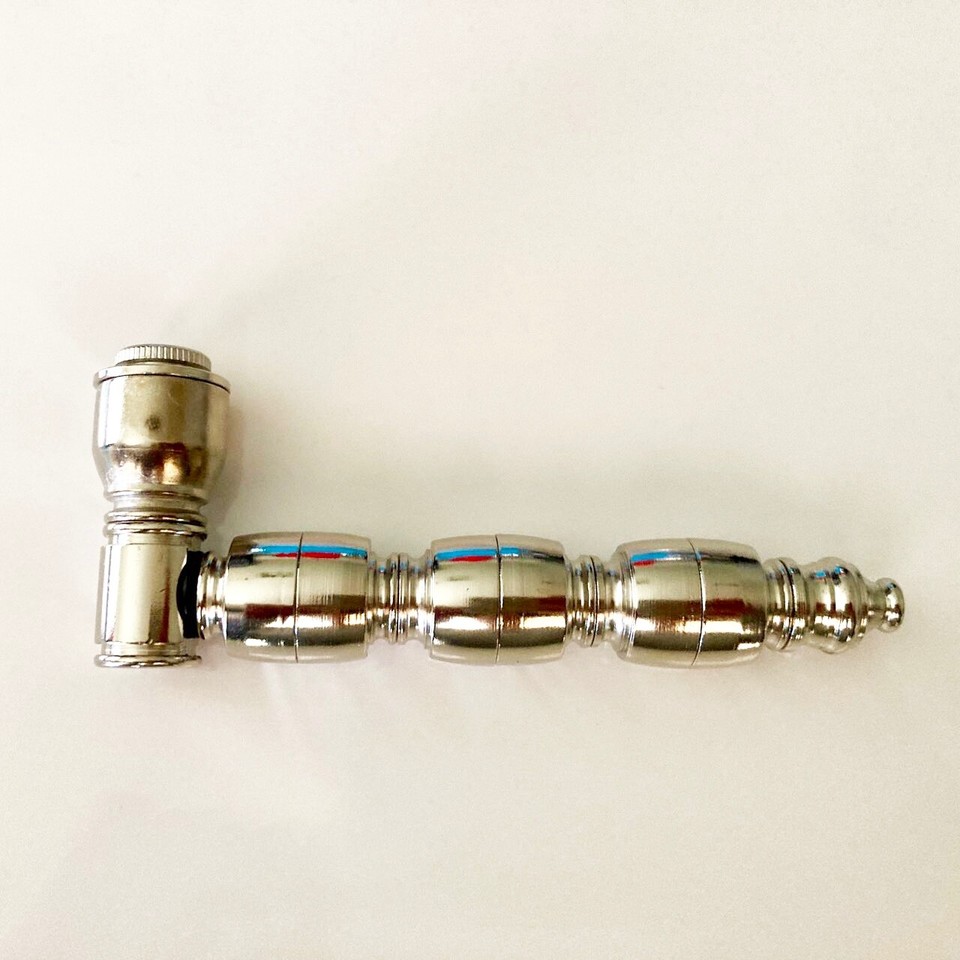 4.5" metal 3 chambers large bowl w cap tobacco smoking pipe w 10 brass ...