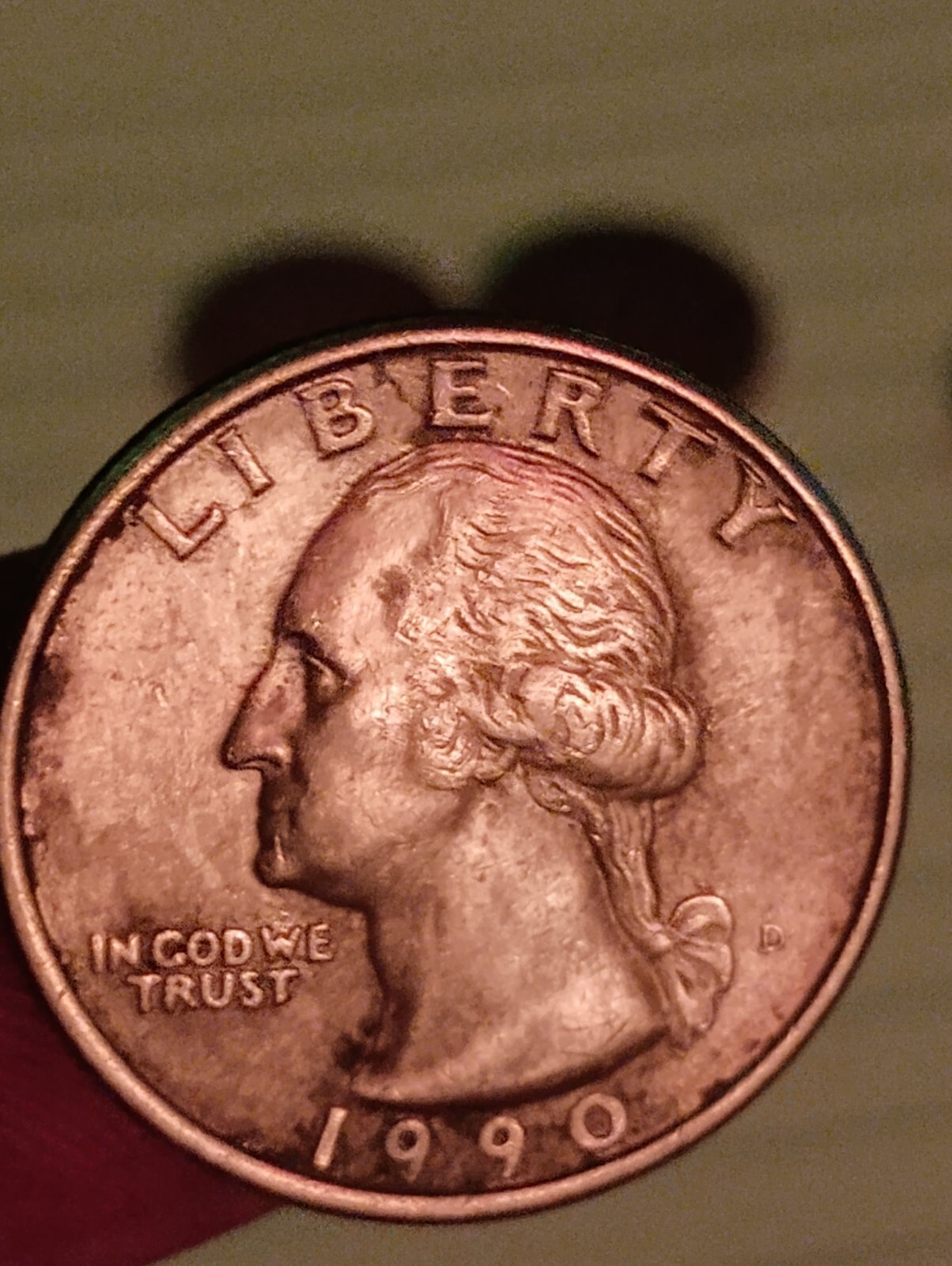 1990 D Washington Quarter Error Double-Die Mint Mark, DD Wing Die Clash ...
