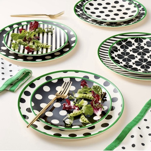 New Kate Spade Target Set Of 4 Black And White Melamine Plates! | eBay
