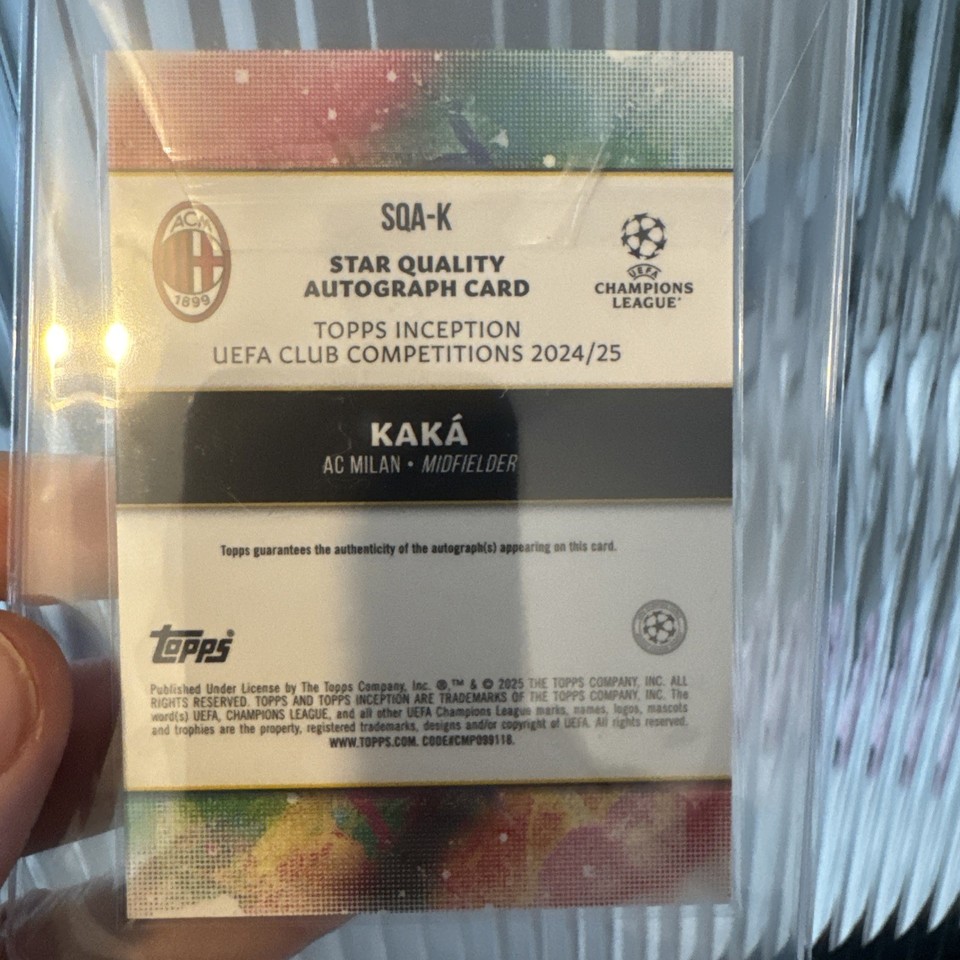 2024-25 TOPPS INCEPTION UCC KAKA AC MILAN SERIES A STAR QUALITY AUTO ...