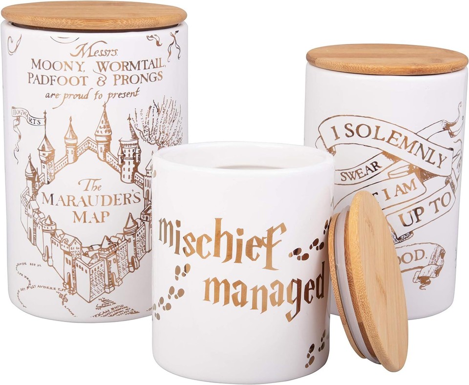 Harry Potter Marauder's Map Porcelain 3 Piece Canister Set - Three ...