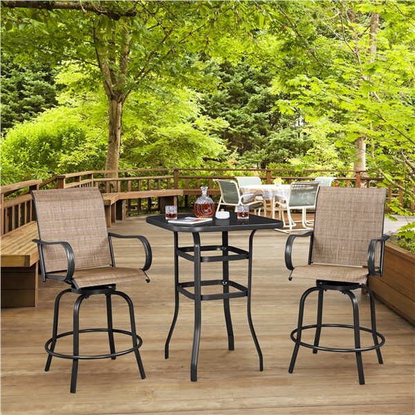 Black Metal Patio Bar Table, High Top Outdoor Table, Iron Frame Square ...
