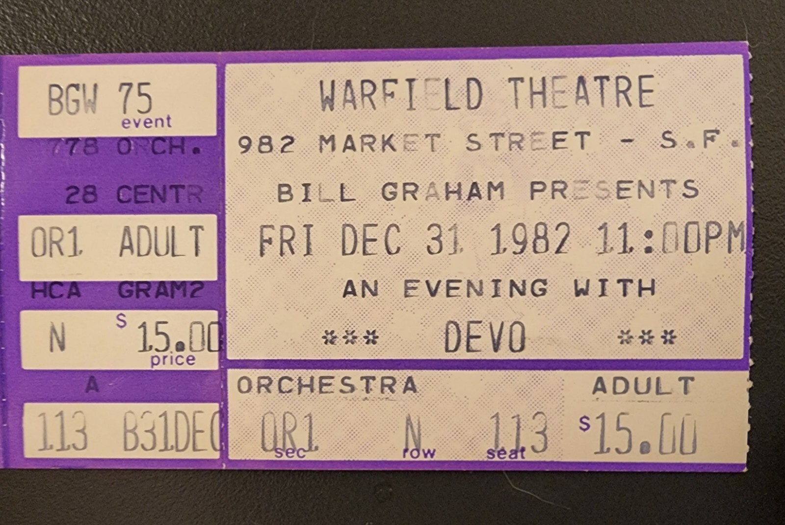 Vintage 1982 DEVO WARFIELD THEATRE SF NEW YEARS EVE DEC 31 CONCERT ...