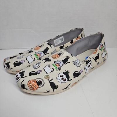 Size 7.5 Toms Women’s Belmont Halloween Black Cat Skulls Shoes NWT ...