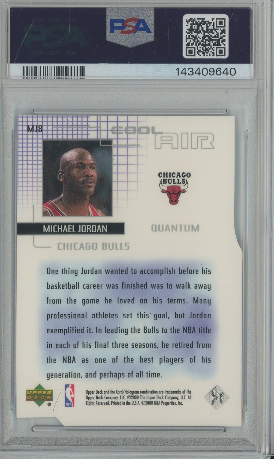 1999 Upper Deck Cool Air #MJ8 Michael Jordan Level 1 PSA 10 Pop 6 040/ ...