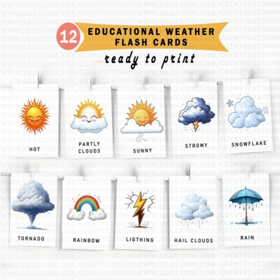 12 Educational Weather Flash Cards | Fun and Interactive Learning Tool ...