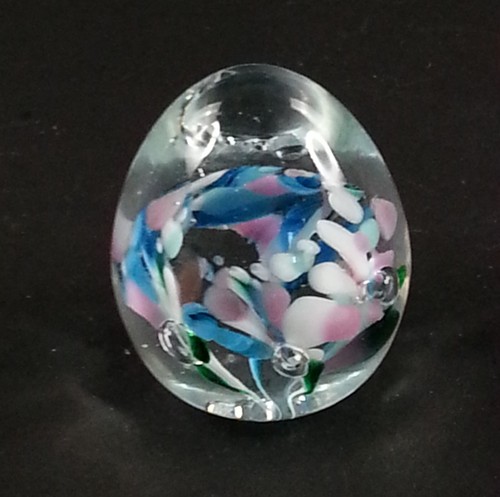 1996 Gibson Art Glass Paperweight Pink Blue Flowers | eBay