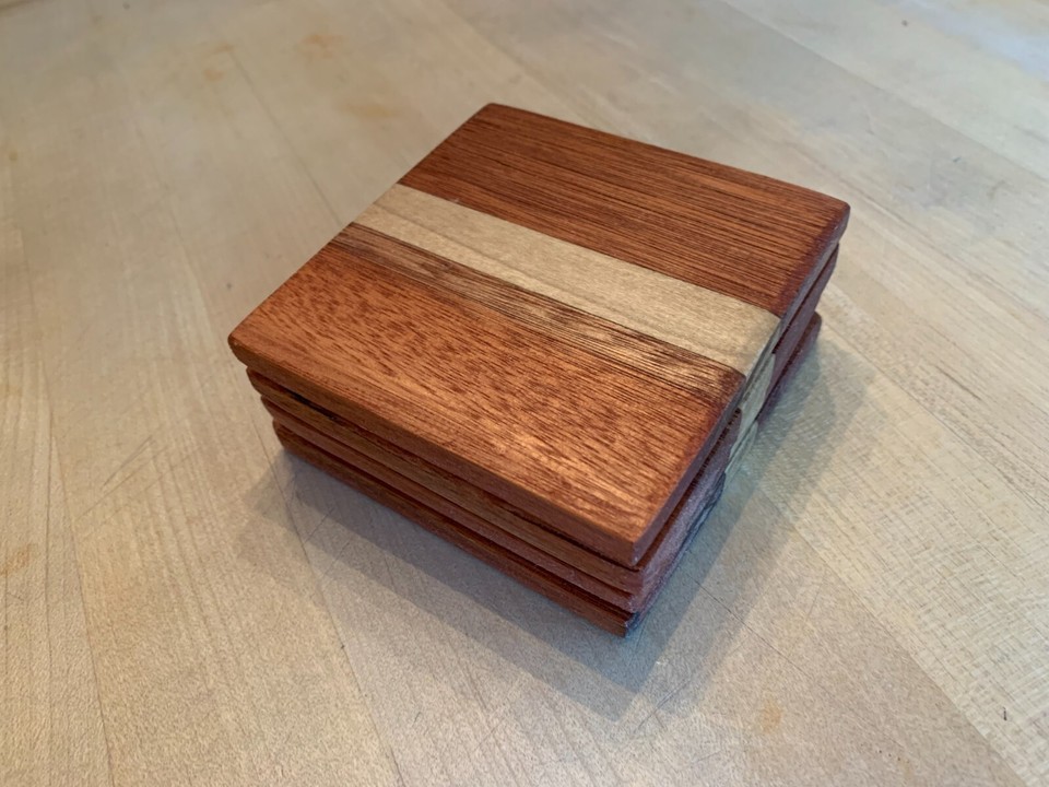 Handmade Hardwood Rustic Coaster poplar teak Blend set of 4 | eBay