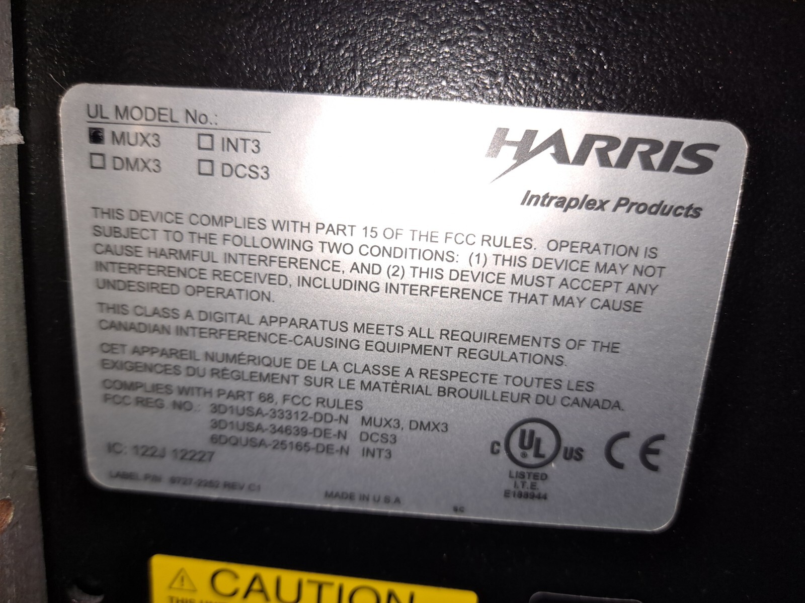 Harris Intraplex STL HD Studio Link MUX 3 broadcast gear T-1 single ...