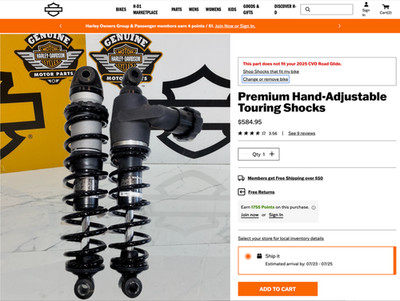 H-D Genuine 00-25 13"inch CVO Harley Touring 2025 Premium Adjustable ...