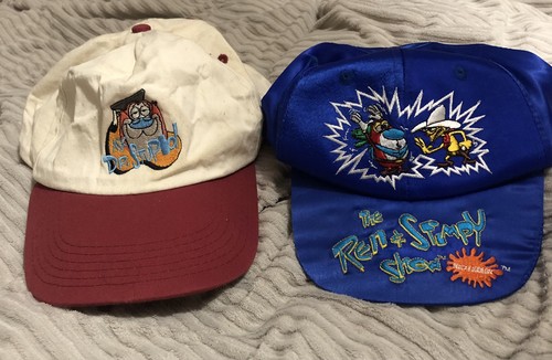 Lot Of 2 Ren And Stimpy Hats - Nickelodeon - 1995-96 - SnapBack Cap | eBay