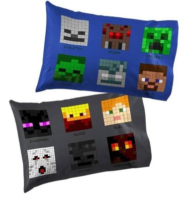 Minecraft Pixel Friends Kids Double-Sided Pillowcase, Set of 2 ...