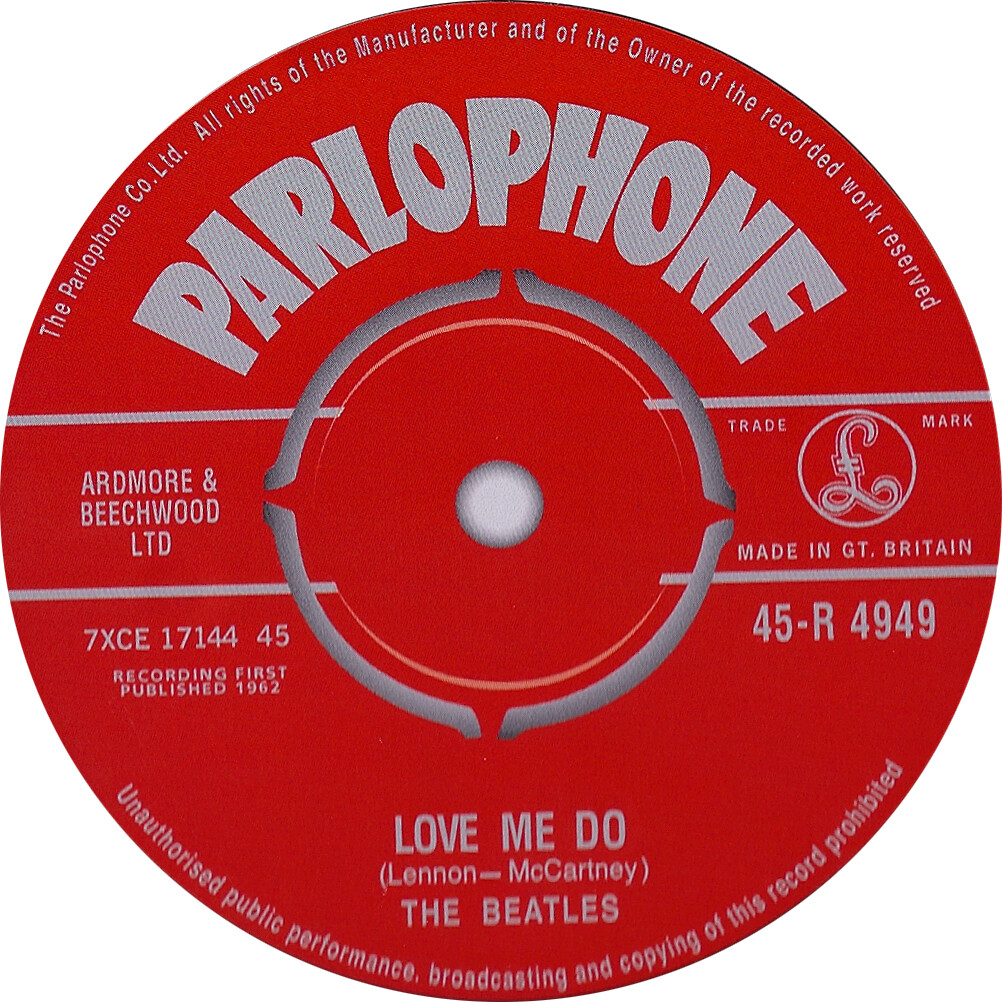 The Beatles. Record label sticker. Please Please Me. Gold Black ...