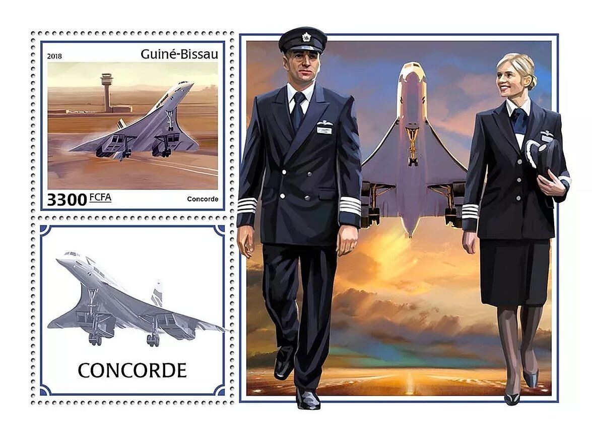 Air France CONCORDE Pilots & Crew Aircraft Stamp Sheet (2018 Guinea-Bissau) | eBay