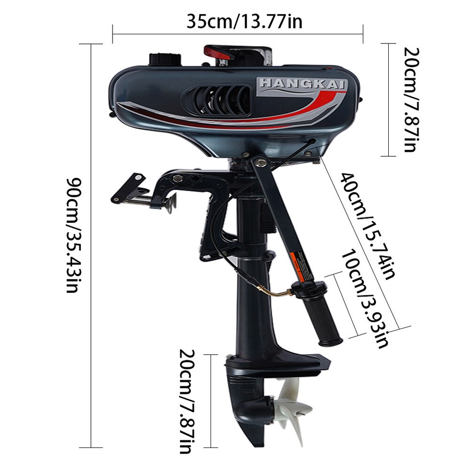 HANGKAI 2 Stroke 3.5HP Outboard Motor Air/Water Cooling Fishing Boat ...