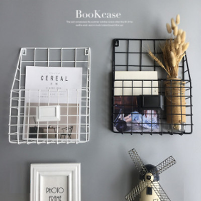 Modern Wire Magazine Basket Wall Mounted Storage Rack Organizer ...