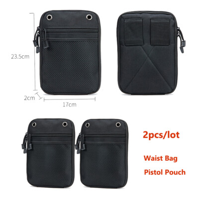 2pcs Black Tactical Concealed Pistol Pouches Gun Carry Waist Bag ...