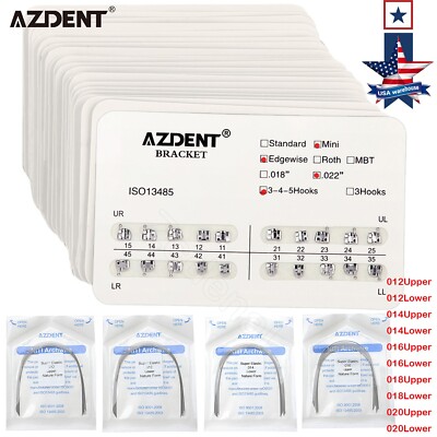 AZDENT Dental Orthodontic Brackets Braces Mini Roth/MBT 022 Hooks 345 ...