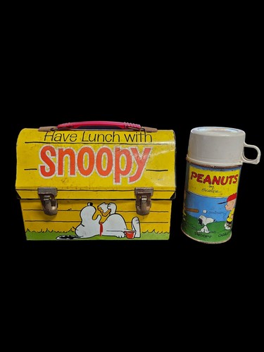 VINTAGE SNOOPY DOMED METAL LUNCH BOX AND THERMOS 1968 | eBay