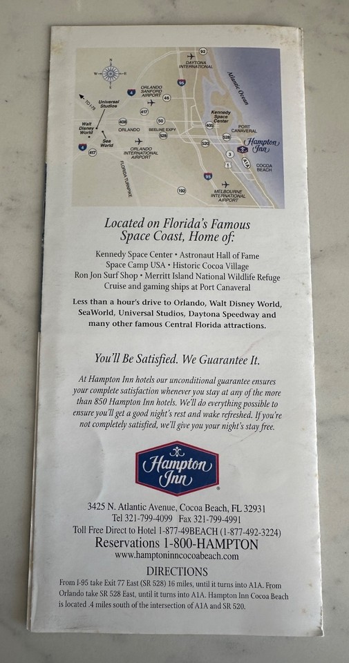 Vintage Hampton Inn Cocoa Beach Brochure Florida Space Coast | eBay