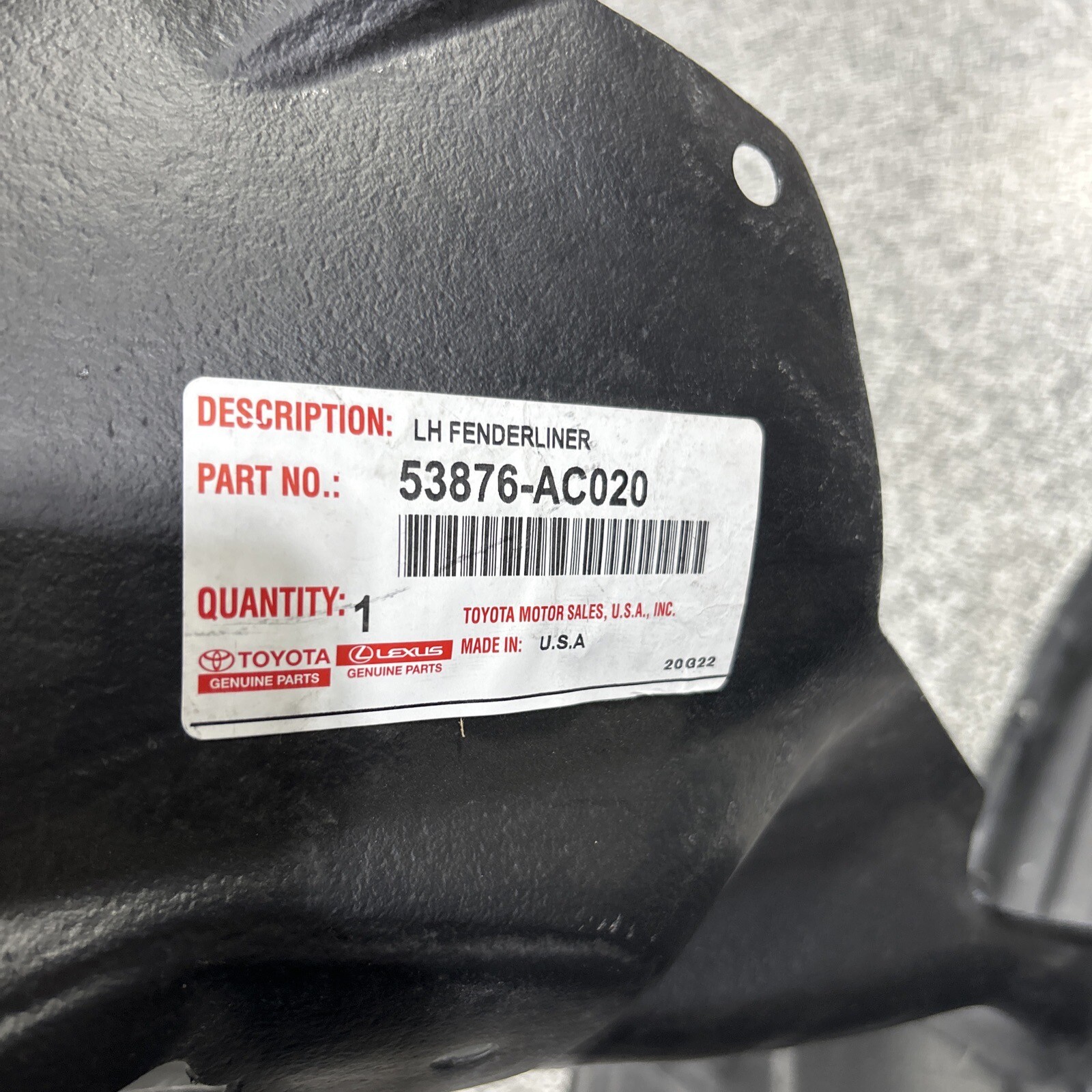 GENUINE TOYOTA AVALON 2000-2004 INNER FENDER LINER LH=DRIVER SIDE ...