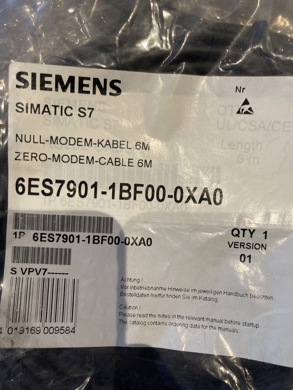 Siemens 6ES7901-1BF00-0XA0 Simatic S7 6 Mètre Zéro Modem Câble ...