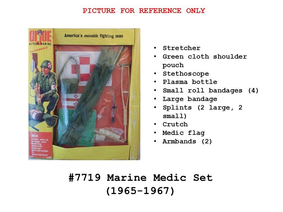 Vintage 1965 Hasbro GI Joe Action Marine #7719 Marine Medic Set ...