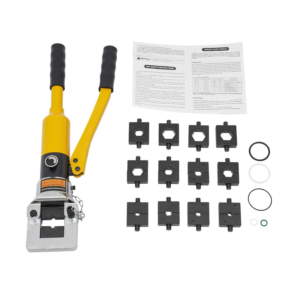 Hand Operated Hydraulic Crimping Tool Hydraulic Crimper w/ 13 Molds 20T ...