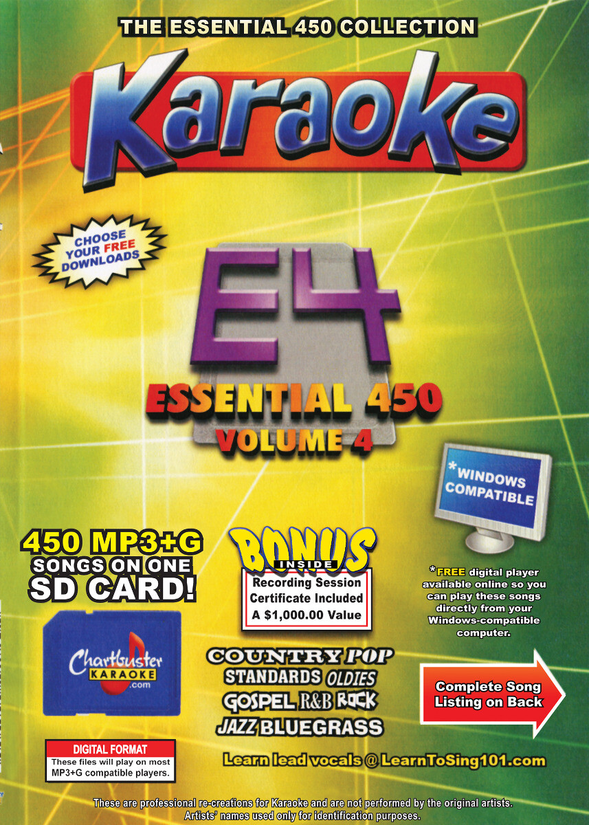 Karaoke Chartbuster Essential 450 Songs SD-Card Vol-4 Country,Standars ...