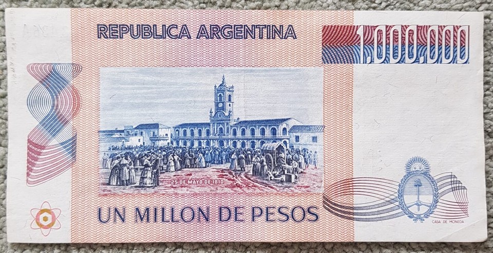 Argentina Currency (1 Million) 1000000 Pesos Paper Money Banknote 1980 ...