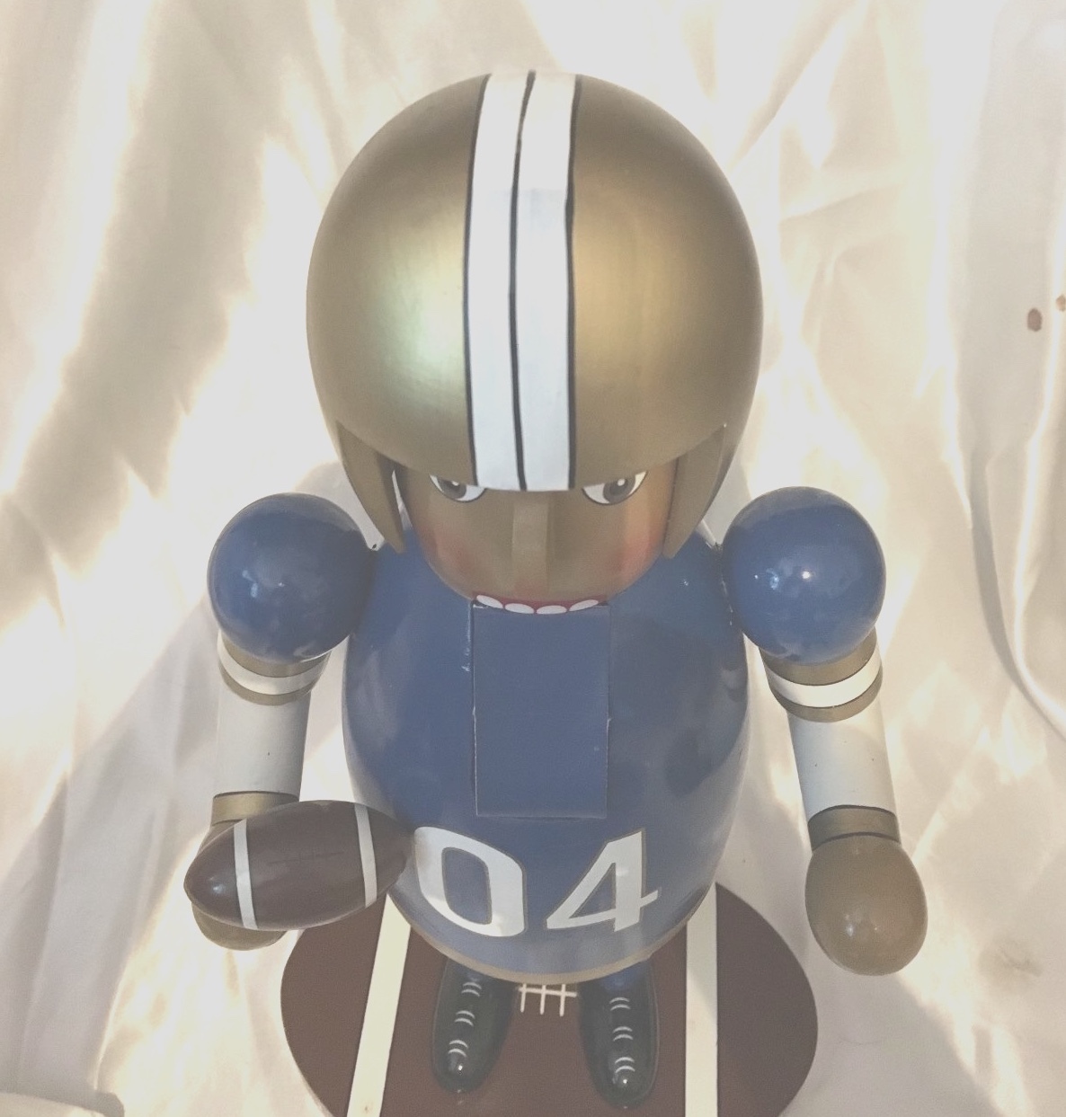 Christmas Decor FOOTBALL PLAYER Nutcracker Village 2004 14" Blue White ...