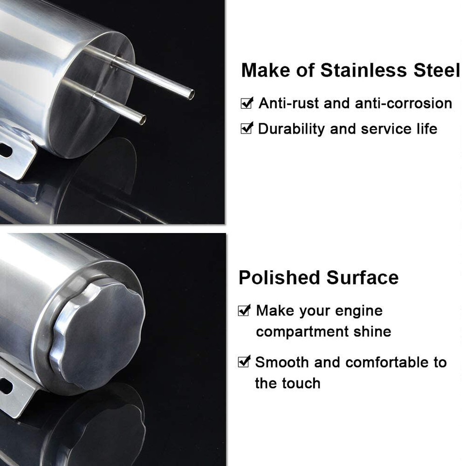 3"x10" Polished Stainless Steel Radiator Coolant Overflow Catch Puke ...