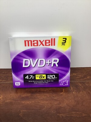 Maxell DVD+R 4.7 GB New and Sealed DVD Rewriteable RW - 3 Pack Blank ...