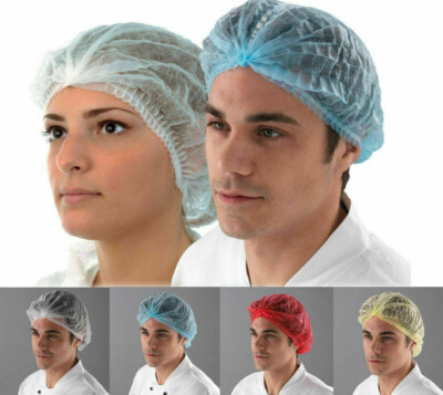 Disposable Mob Caps Elasticated Blue White Catering Hair Nets Net Cap ...
