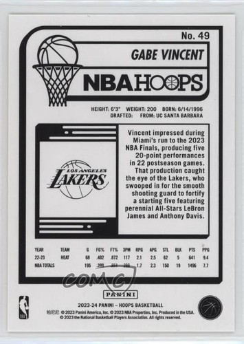 2023-24 Panini NBA Hoops Yellow Gabe Vincent #49 | eBay
