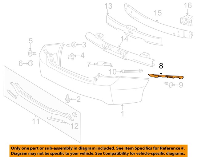 Ho1142109 Rear Left Side Bumper Cover Support Rail for 14-17 Honda ...