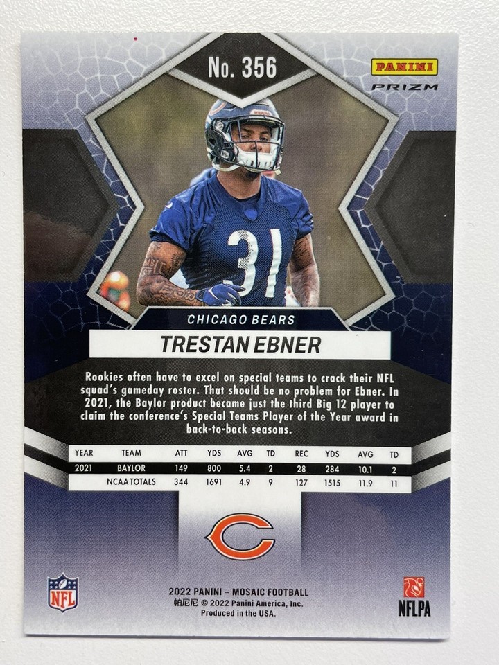 2022 Panini Mosaic Football Pink Camo Prizm #356 Trestan Ebner RC ...