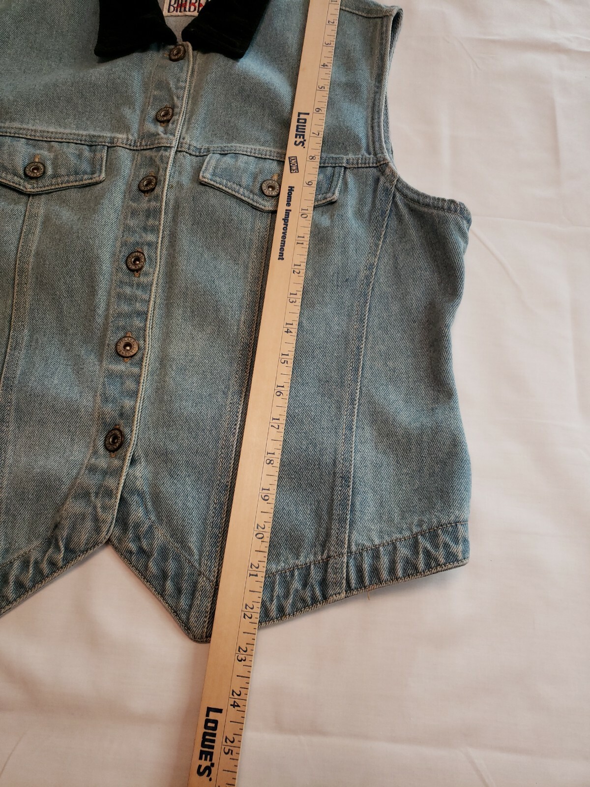 Bill Blass Denium Vest with Black Velvet Collar, Ladi… - Gem