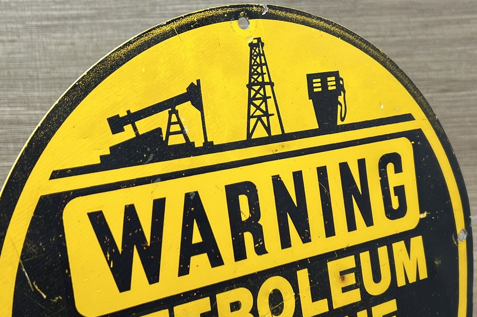 VINTAGE MOBIL PIPELINE SIGN GAS STATION MOTOR OIL PUMP PETROLEUM ...