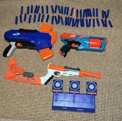 Set Of 3 Nerf Guns, Approx. 50 Bullets And Automated Target Practice | eBay