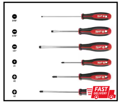Phillips/Slotted Hex Drive Screwdriver Set with Tri-Lobe Handle (6 ...