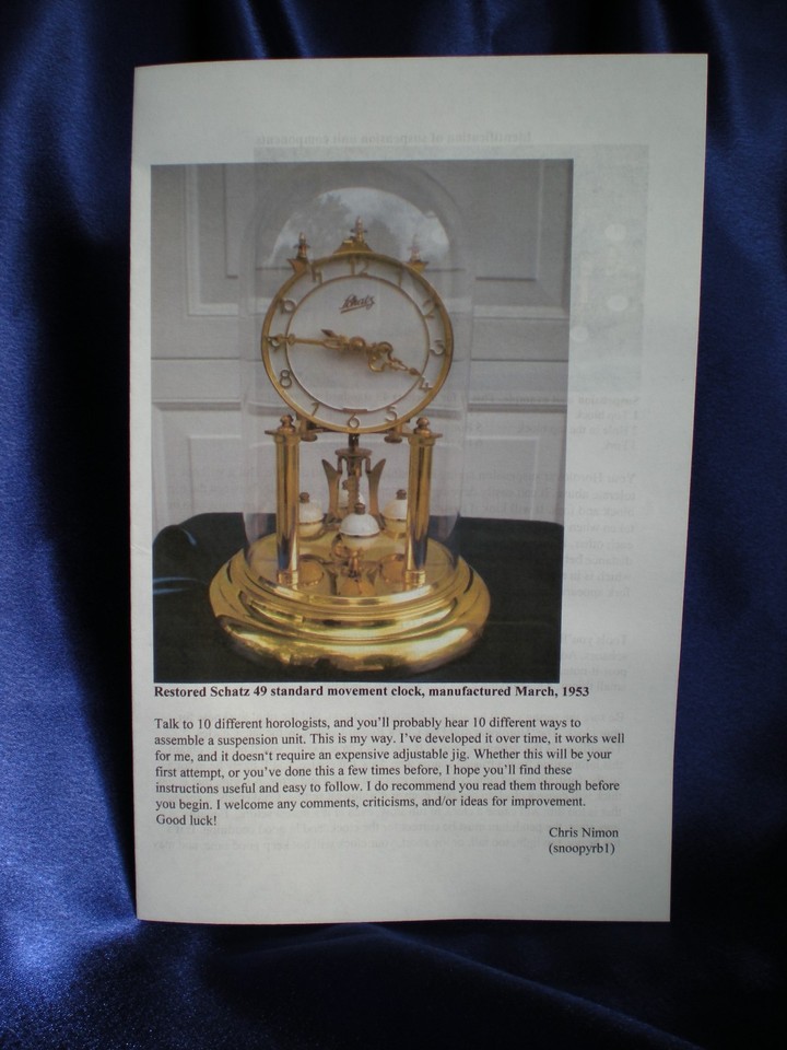 Instruction Booklets 4 Kundo 9" 400 Day Anniversary Clock Suspension ...