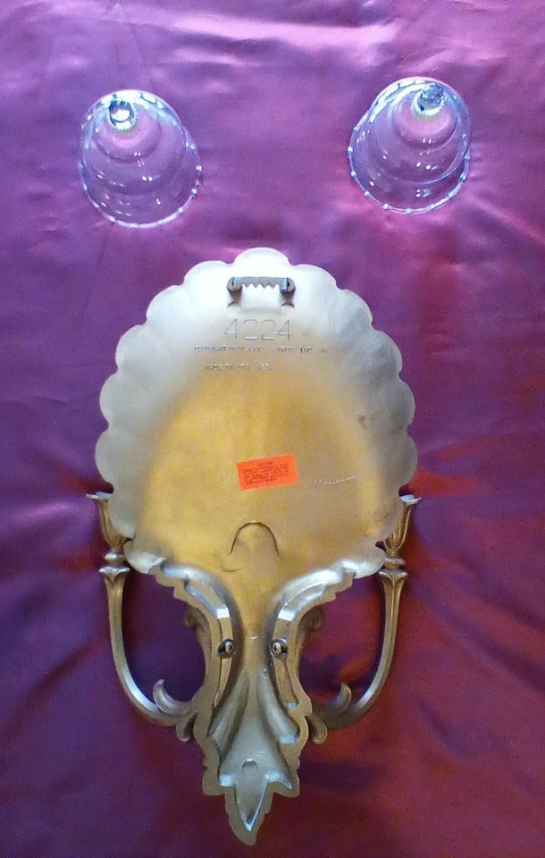 VINTAGE SCONCE GOLD CLAM SHELL GLASS VOTIVE HOLLYWOOD REGENCY WALL ...