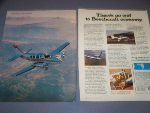 VINTAGE.. 1976 BARON 58P & PIPER ARROW II..2-PAGE SALES AD...RARE ...