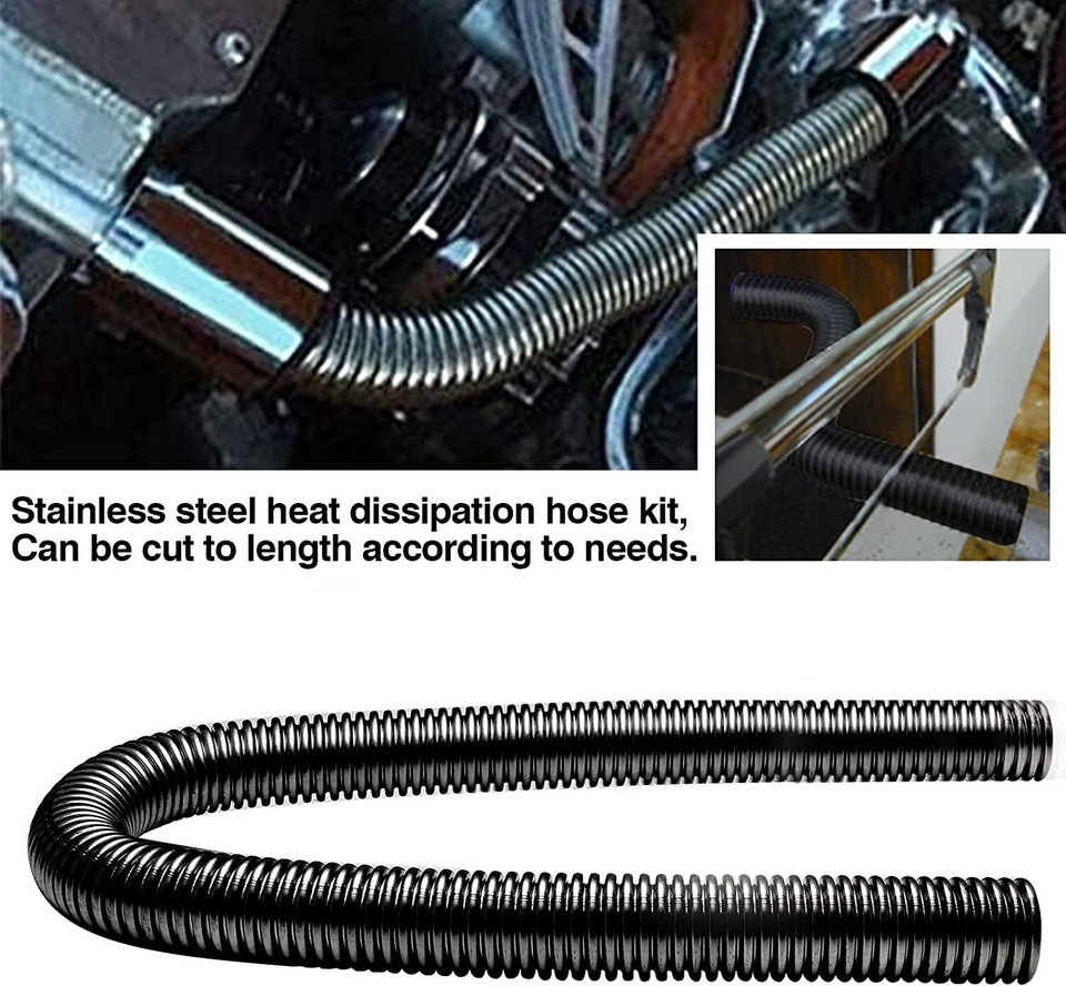 36" Stainless Steel Radiator Hose Kit Black Flexible Coolant Water Hose ...