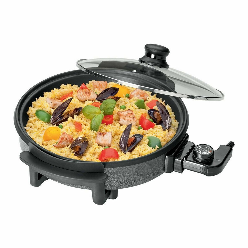 Large 40cm Multi-Function Electric Cooker Pan With Lid 1500w Non Stick ...