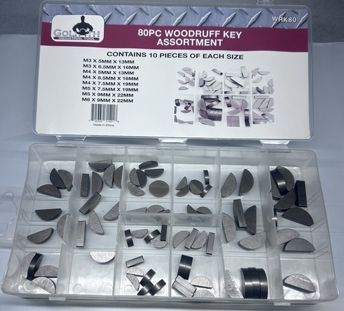 80pc Goliath Industrial Woodruff Key Assortment Kit 8 Different Sizes ...