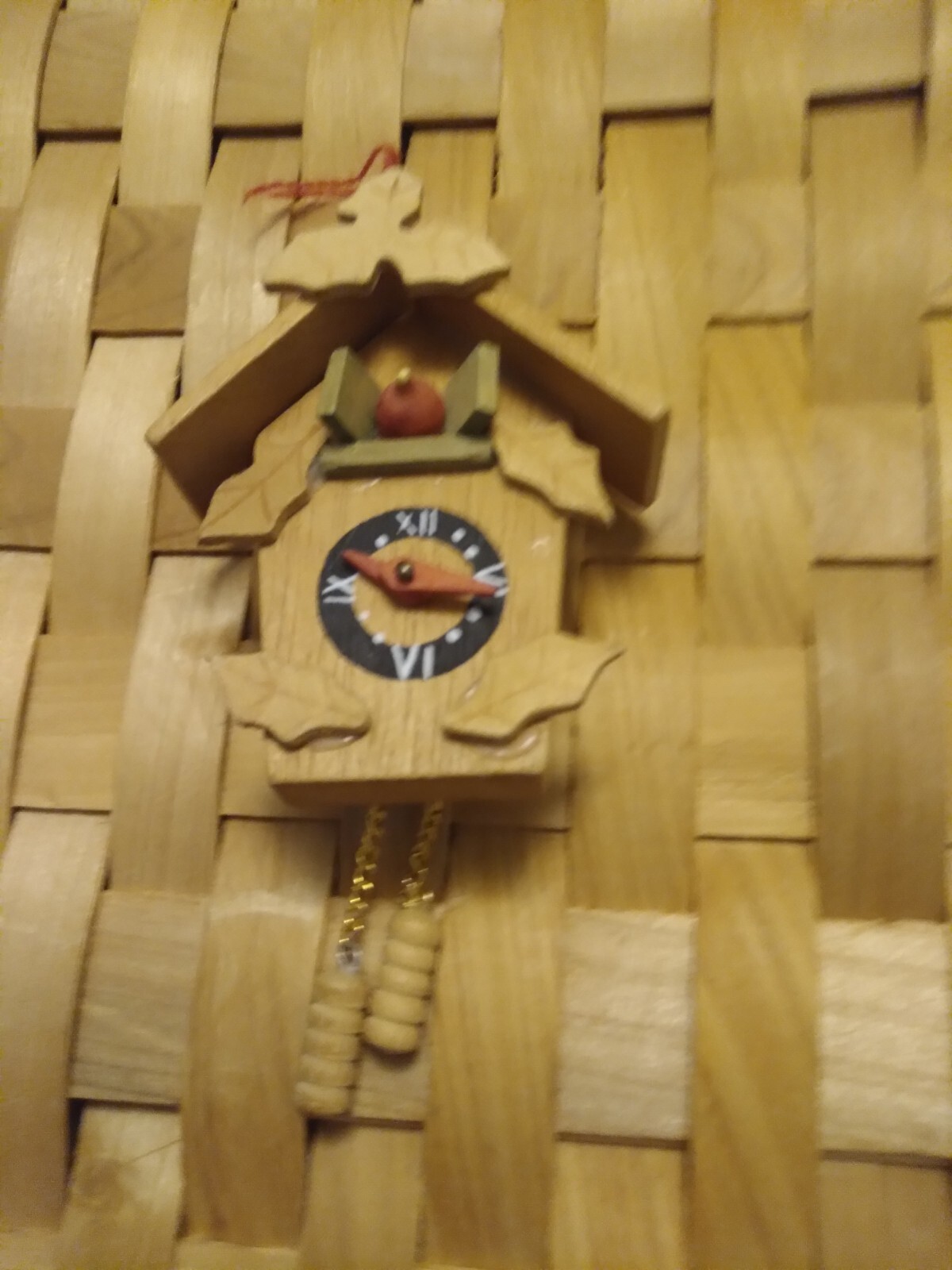 Vintage Co Co Clock Ornament Wood With Red Bird Moving Hands 4.5 ...