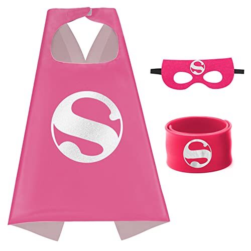 Dress Up Capes for Kids Superhero Cloak with Mask and Waistband Rose ...
